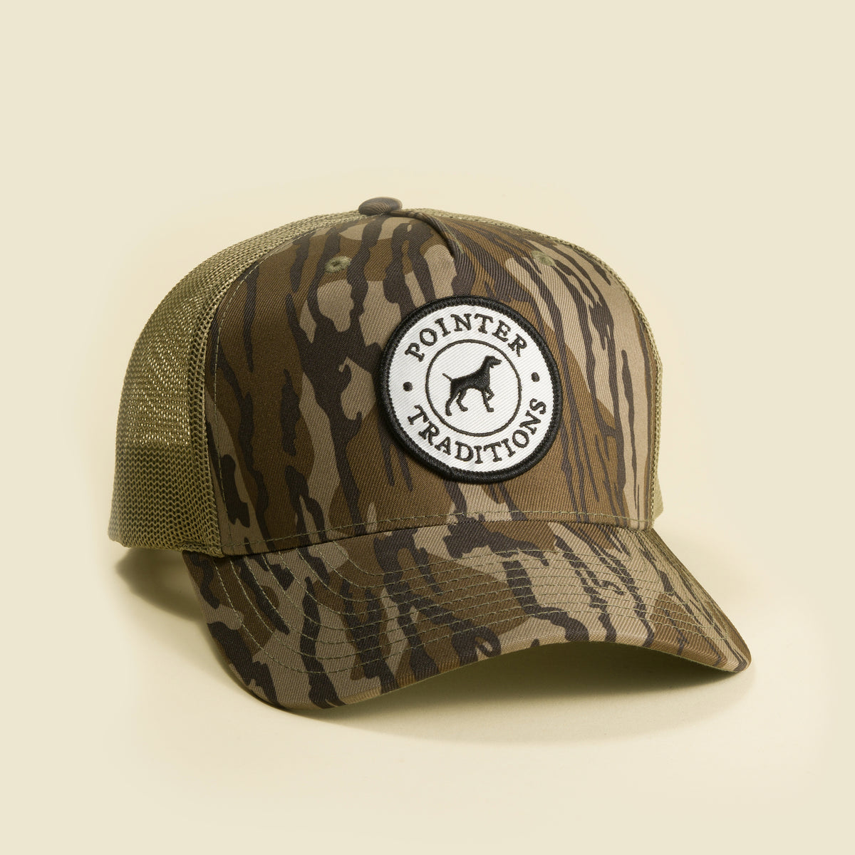 Pointer Patch Mesh Back Hat - Mossy Oak Bottomland – Pointer Traditions